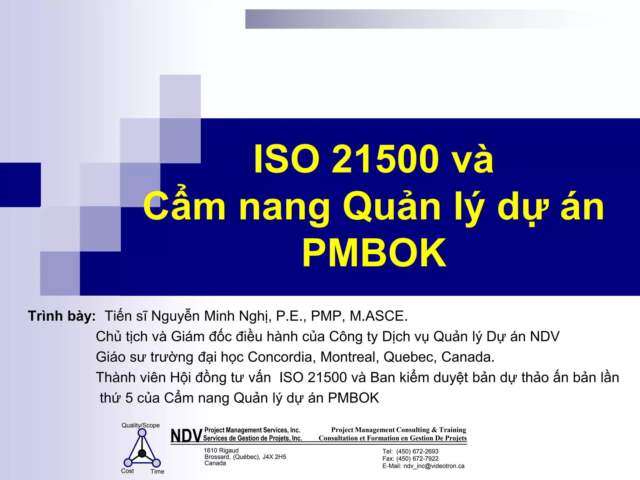 ISO 21500 và Cẩm nang Quản lý dự án PMBOK | PPT