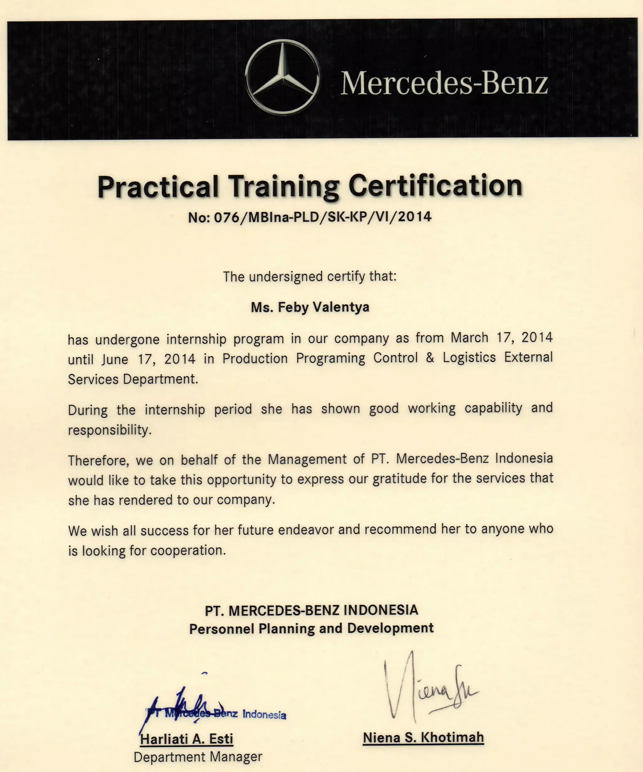 PRACTICAL TRAINING CERTIFICATION | PDF