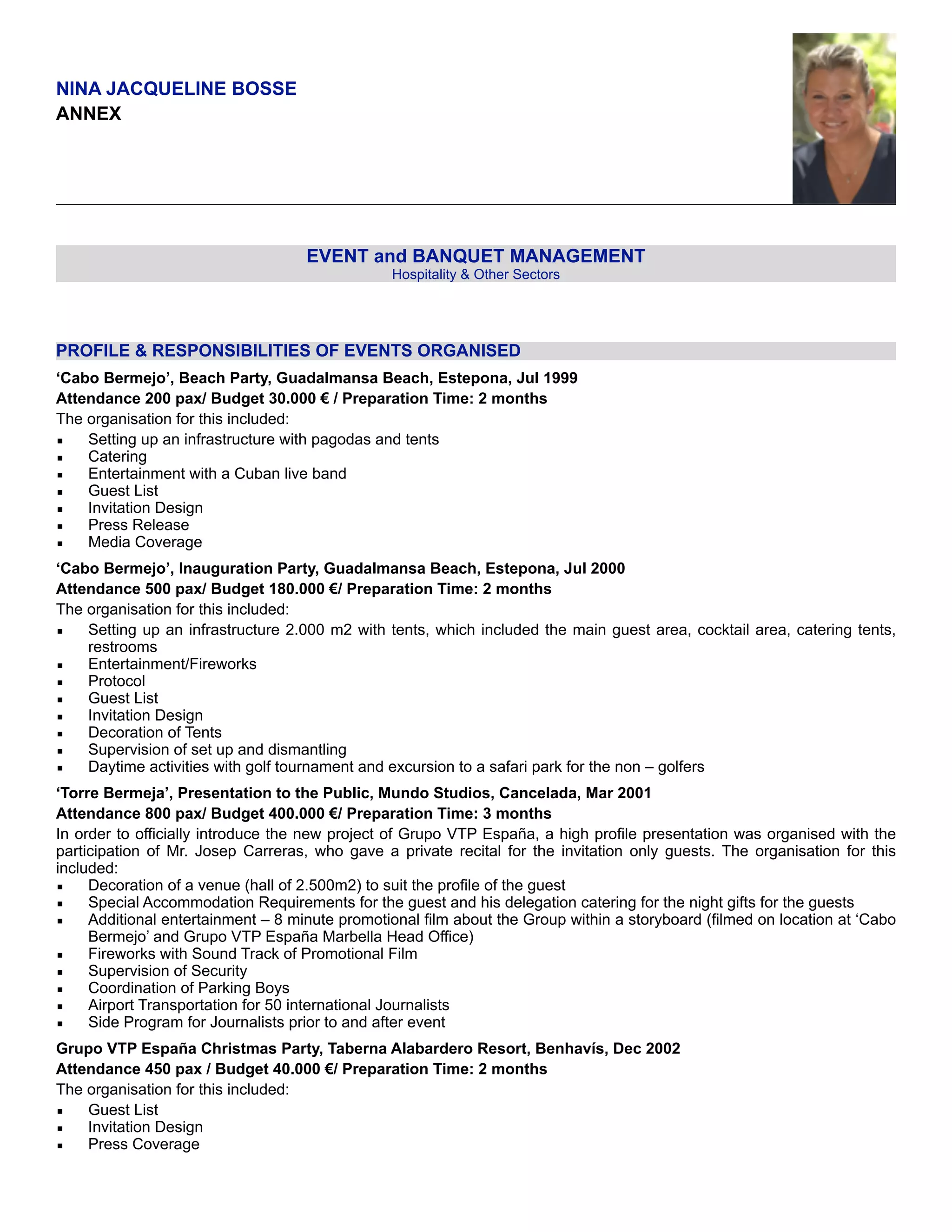Résumé Annex Nina Jacqueline Bosse Event Management | PDF