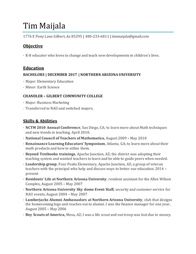 Resume - Tim Maijala | DOCX | Education industry | Industries