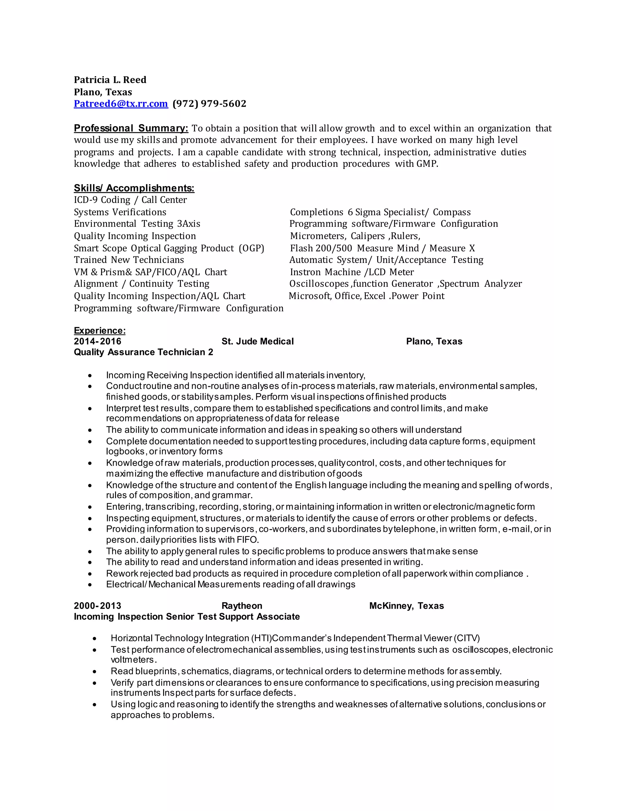 Patricia Reed ( Resume ) | DOCX