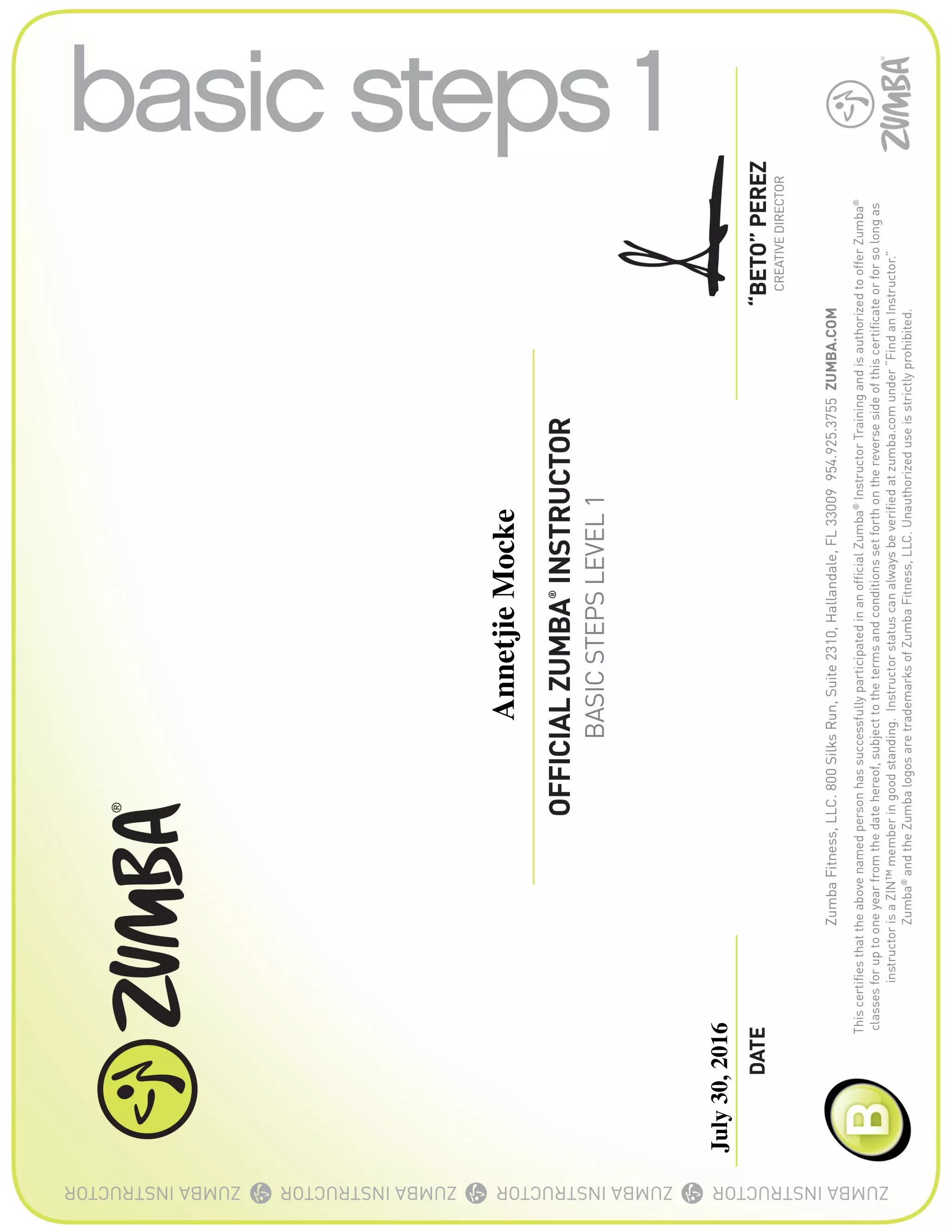 Zumba certificate | PDF