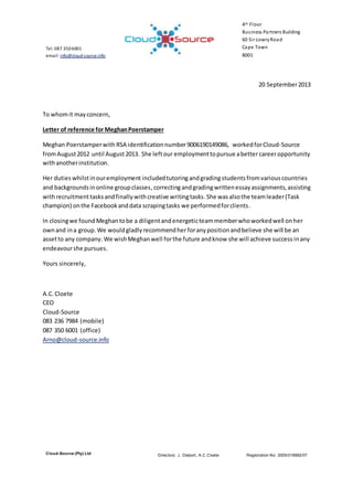 Reference Letter - Cloud-Source | DOCX