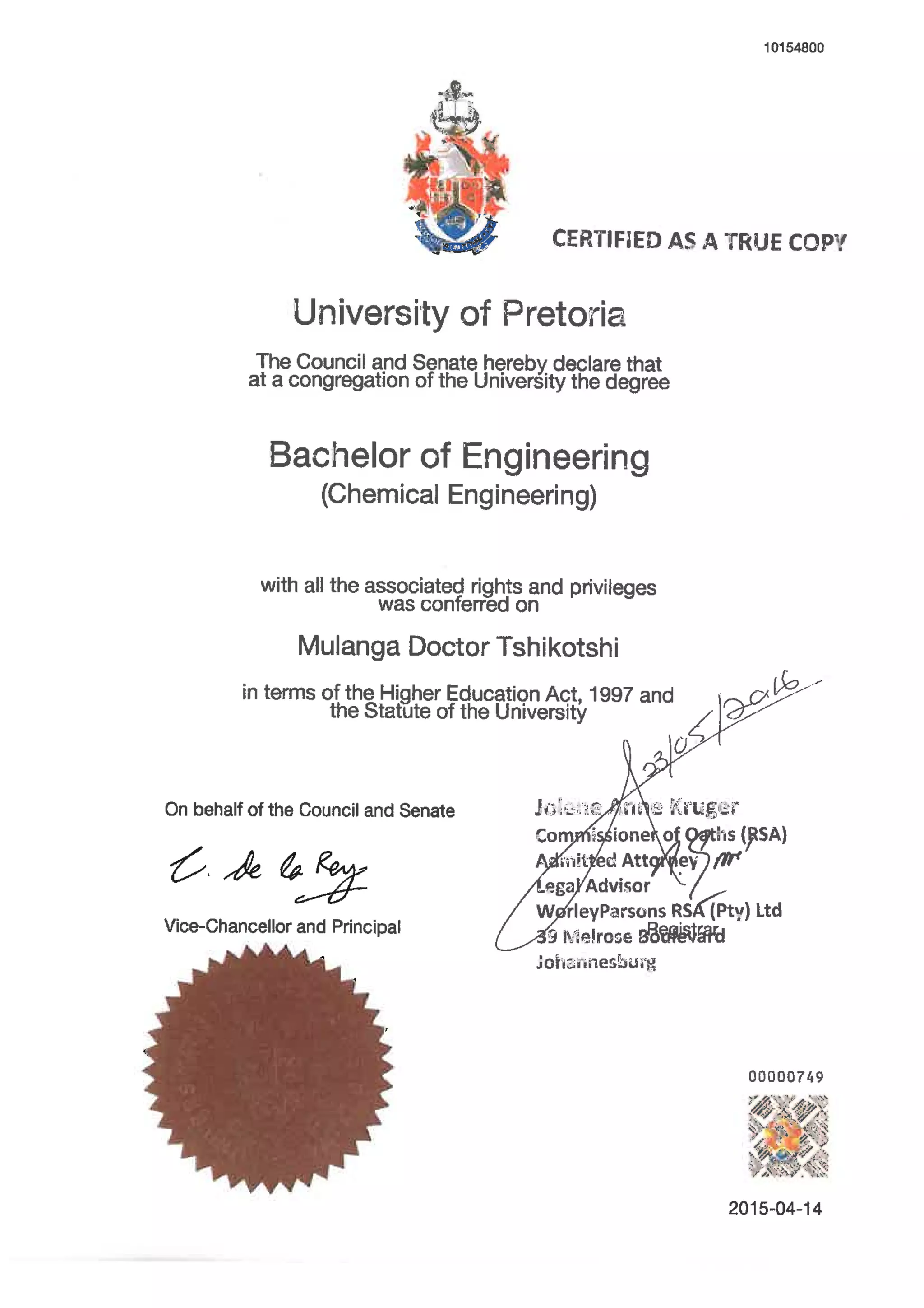 Graduation Certificate (Certified) | PDF