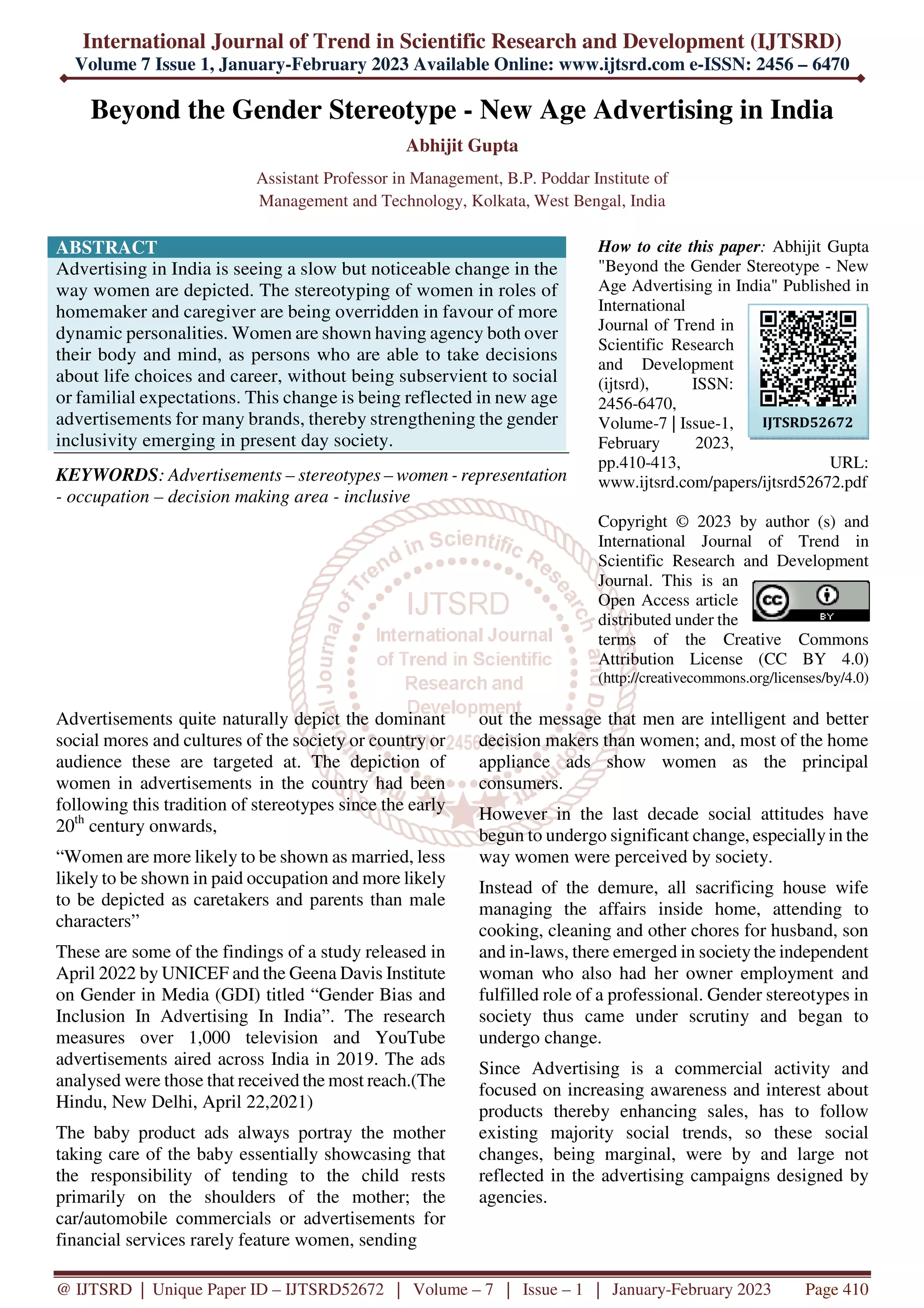 Beyond the Gender Stereotype New Age Advertising in India | PDF