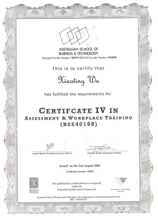 Cert IV in Assessment & Workplace Training | PDF