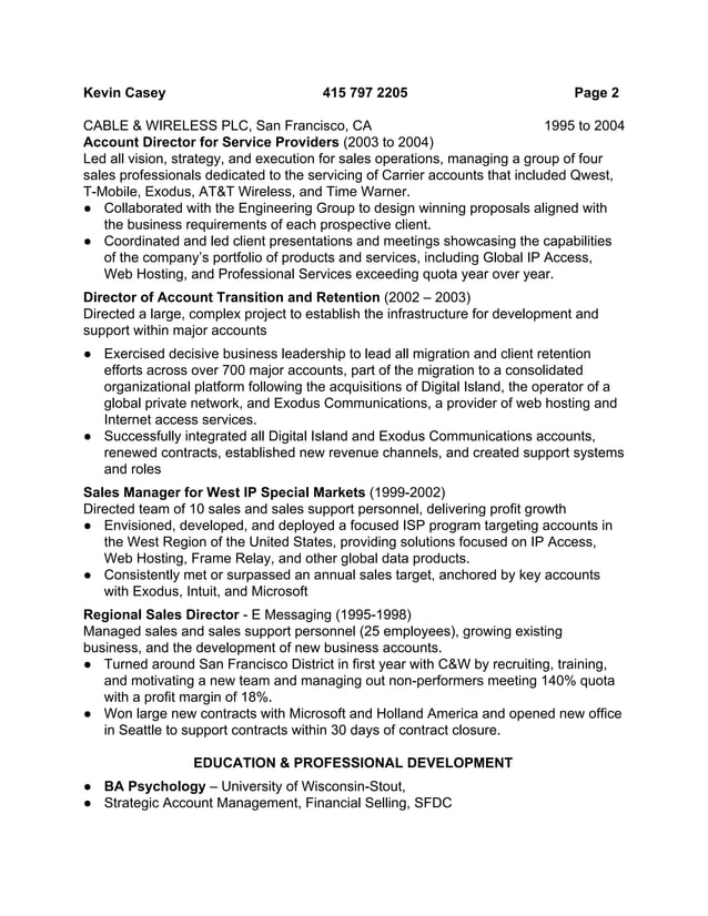 Copy Kevin Casey Resume 20162dsw | PDF
