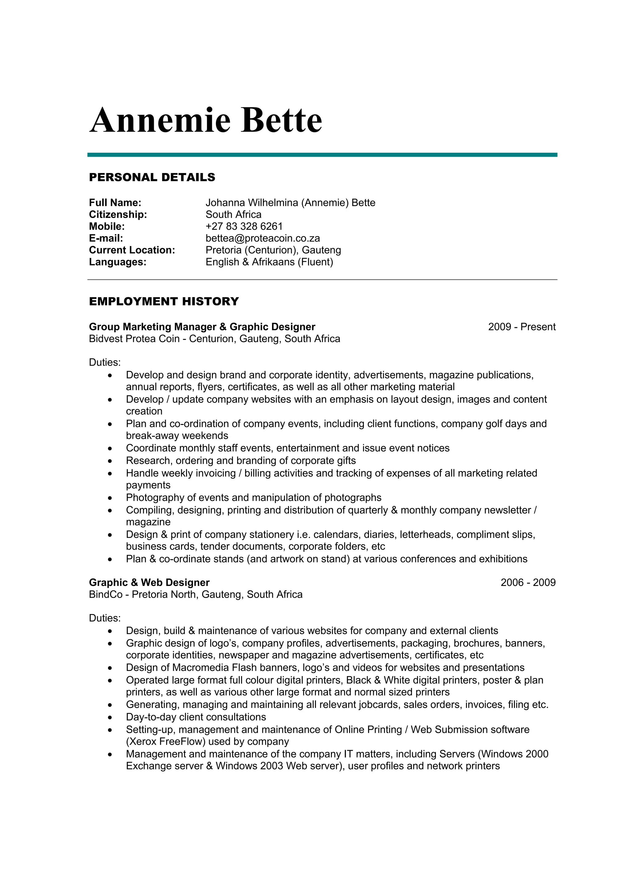 Annemie CV | PDF | Computing | Technology & Computing