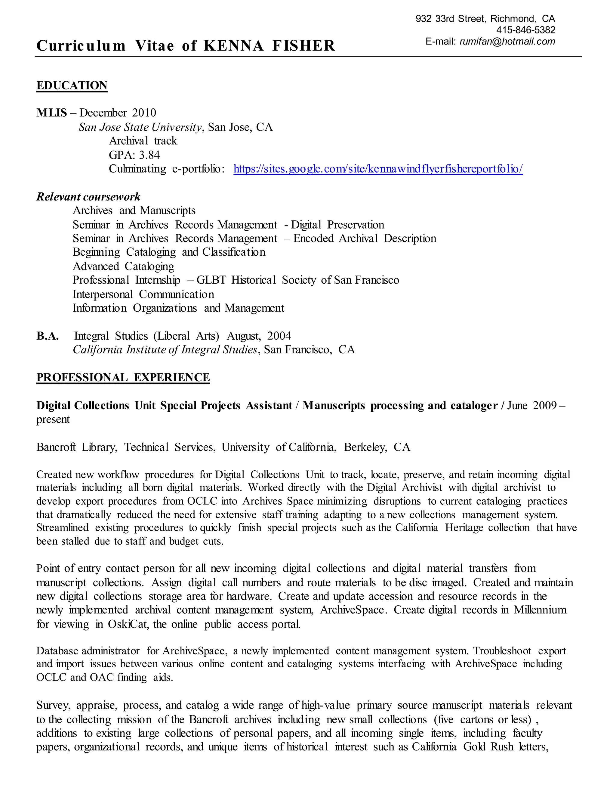 Kenna_Fisher_CV_2015 | DOCX