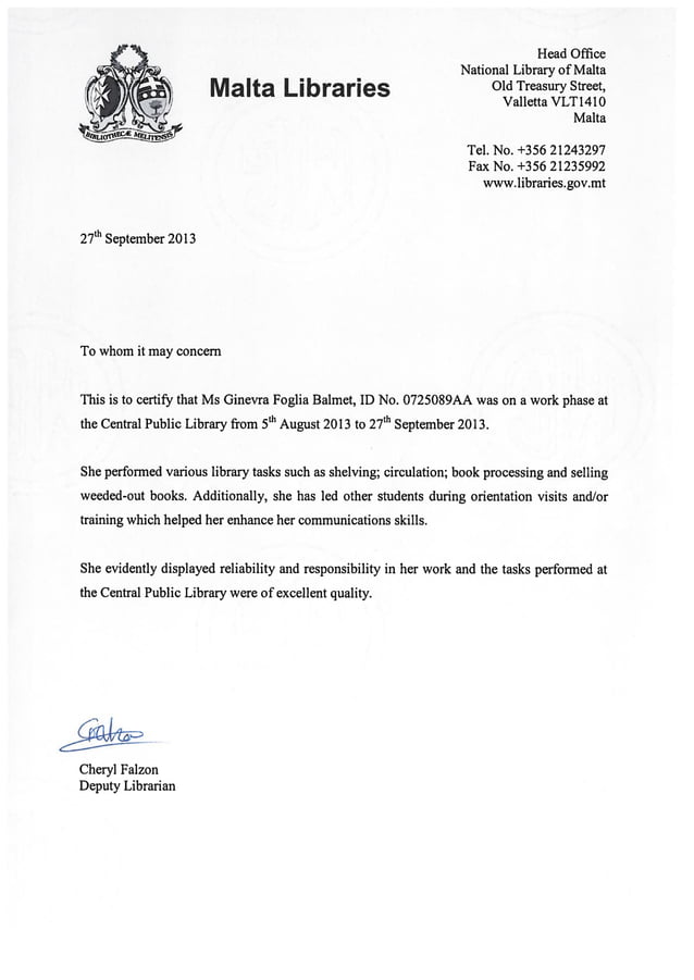 Public Library Reference Letter | PDF