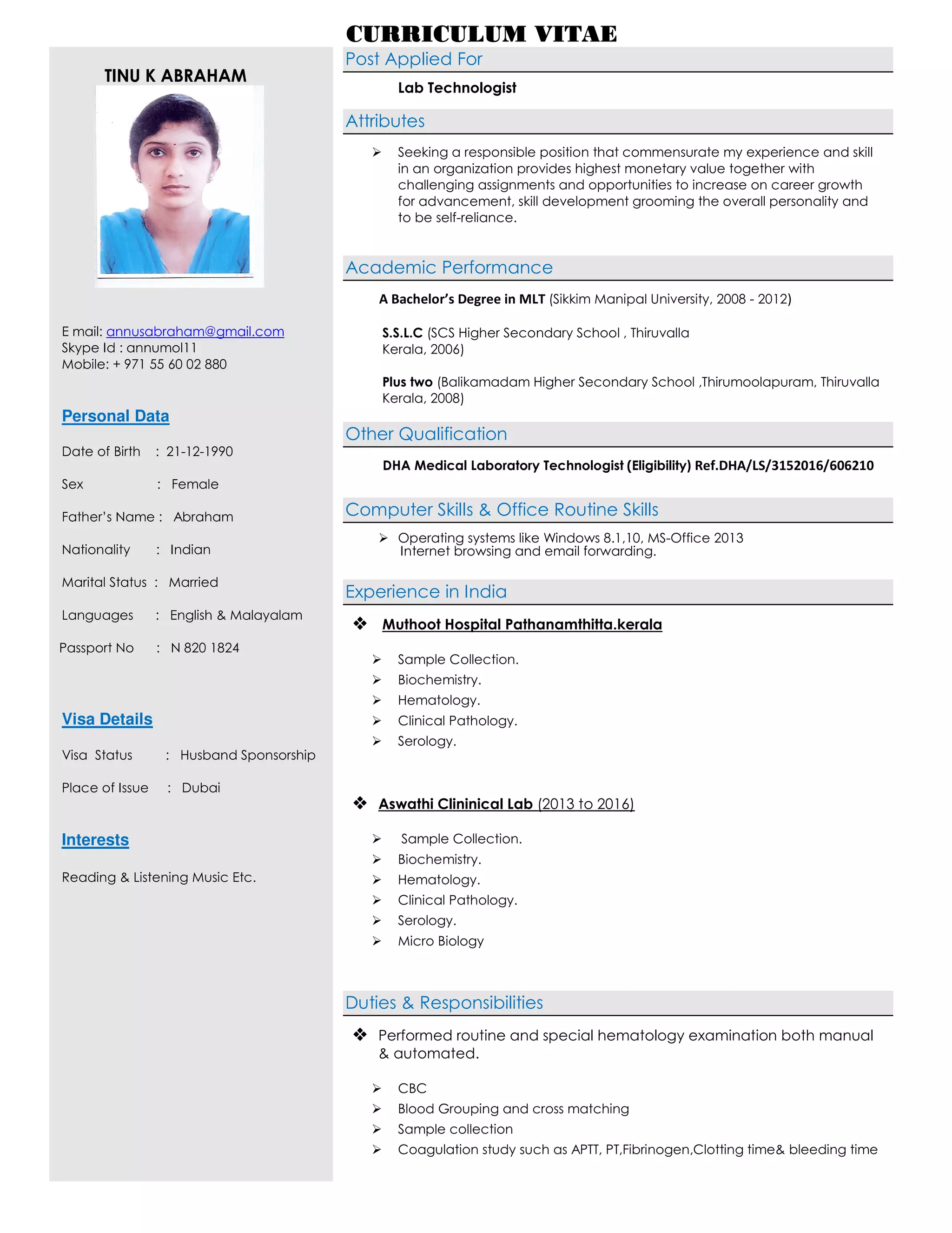 Tinu K Abraham CV (1) | PDF