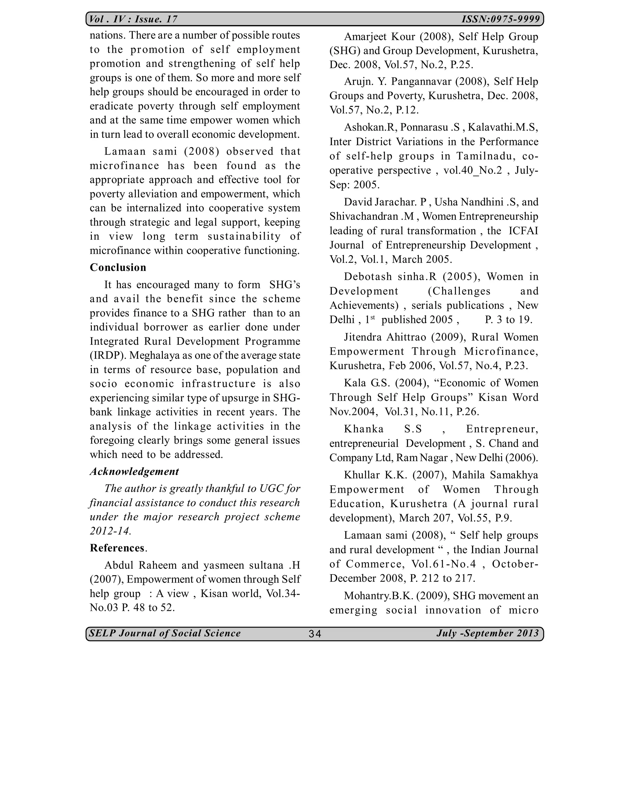 48 Conceptual Framework Of Women Empowerment Through Shg Pdf
