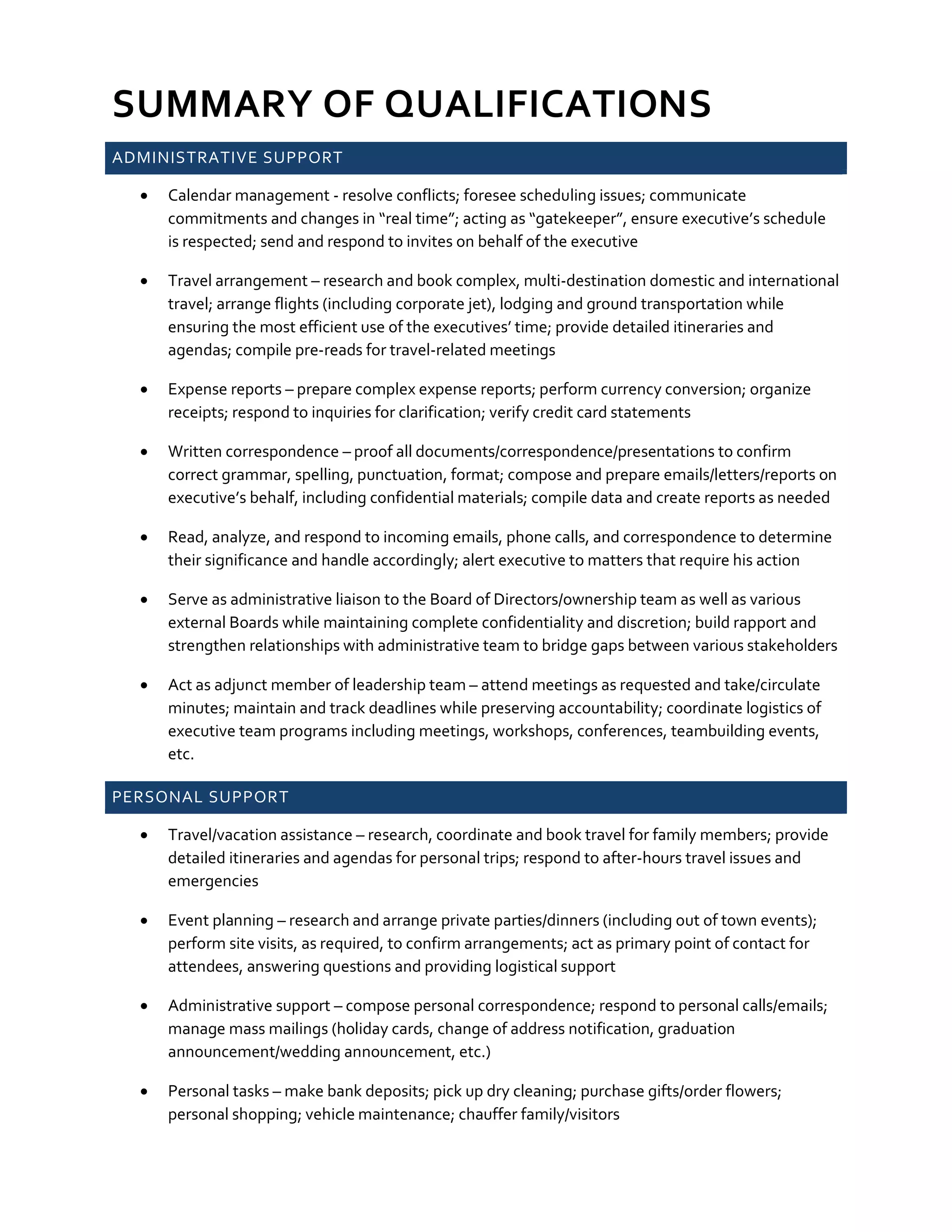 Summary of Qualifications | PDF