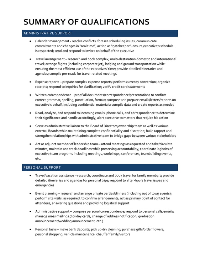 Summary of Qualifications | PDF