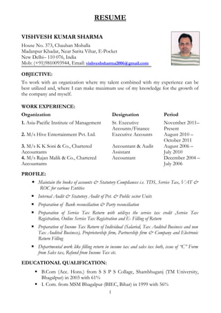 Resume_VKSharma | DOC