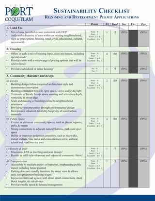 PortCoquitlam_Sustainability_Checklist | PDF | Civil Engineering ...