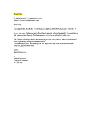 Charleston Battery Press Relaease - Writing Sample | PDF