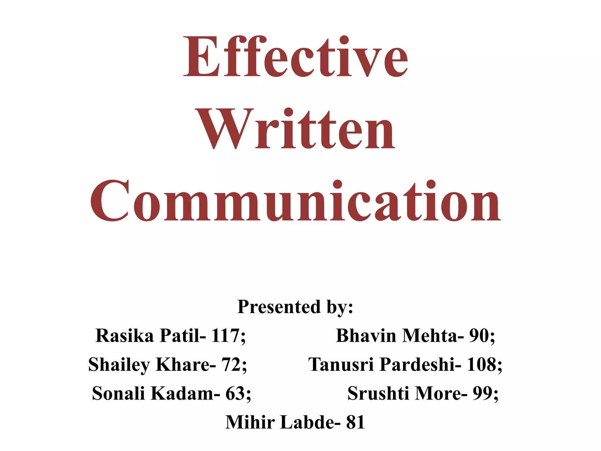 Effective Written Communication | PPTX