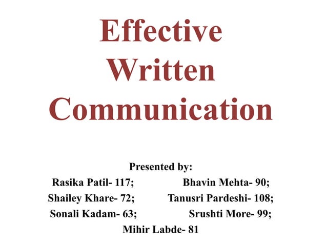 Effective Written Communication | PPTX