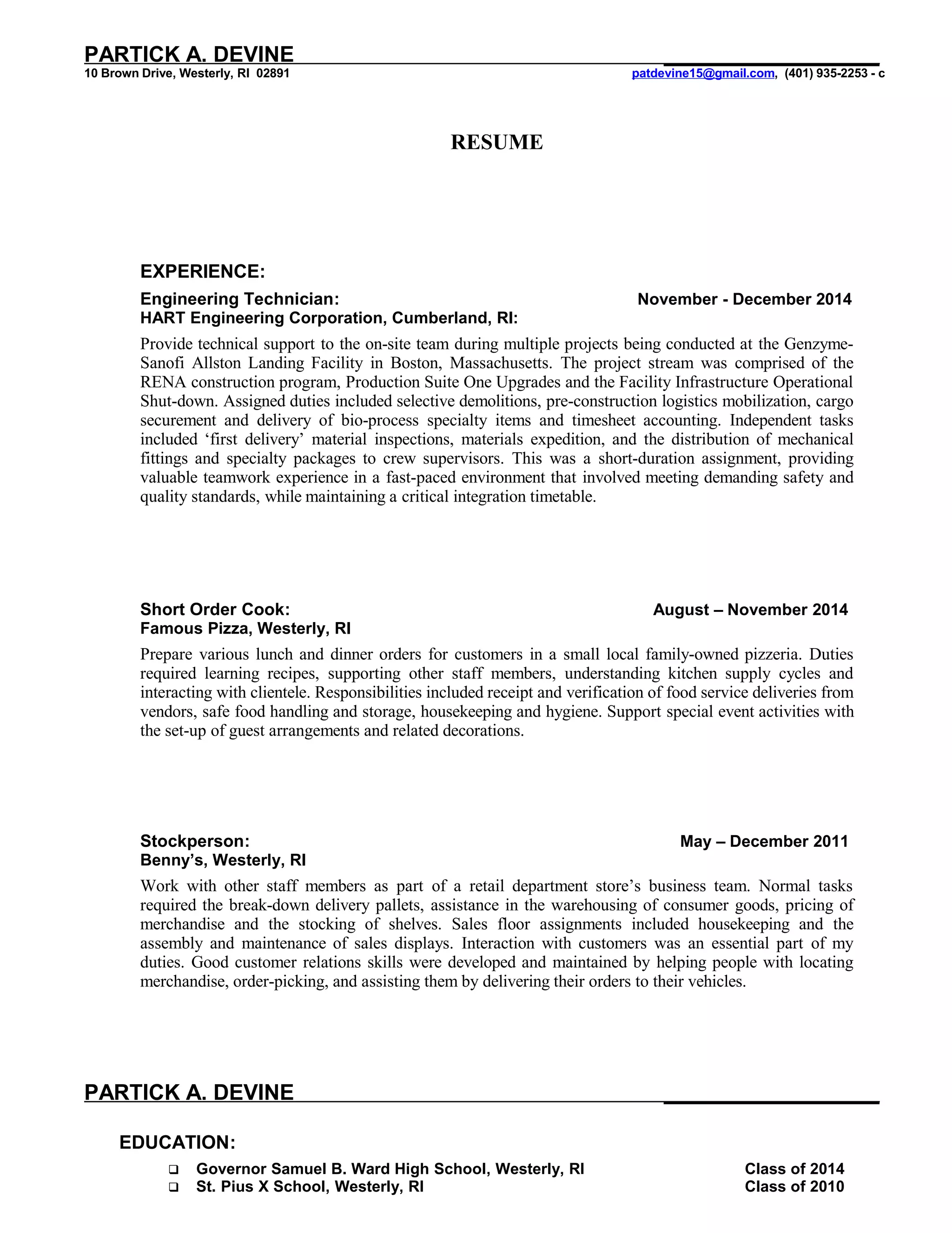 Patrick resume | PDF