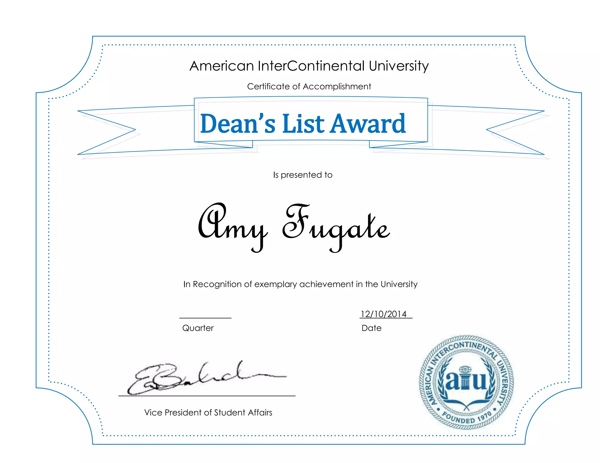 Dean's List Certificate | DOCX