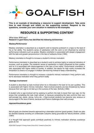 GOALFISH Resource | PDF