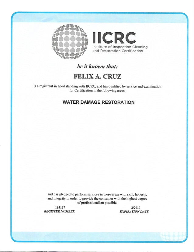 Water Damage Certification 2017 | PDF