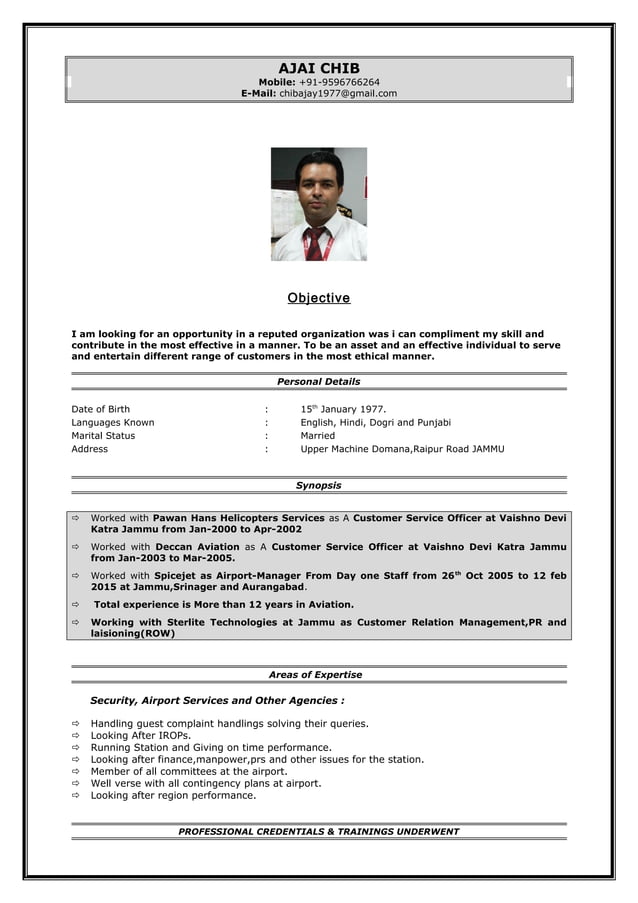 RESUME AJAI | DOC | Air Travel | Travel Type