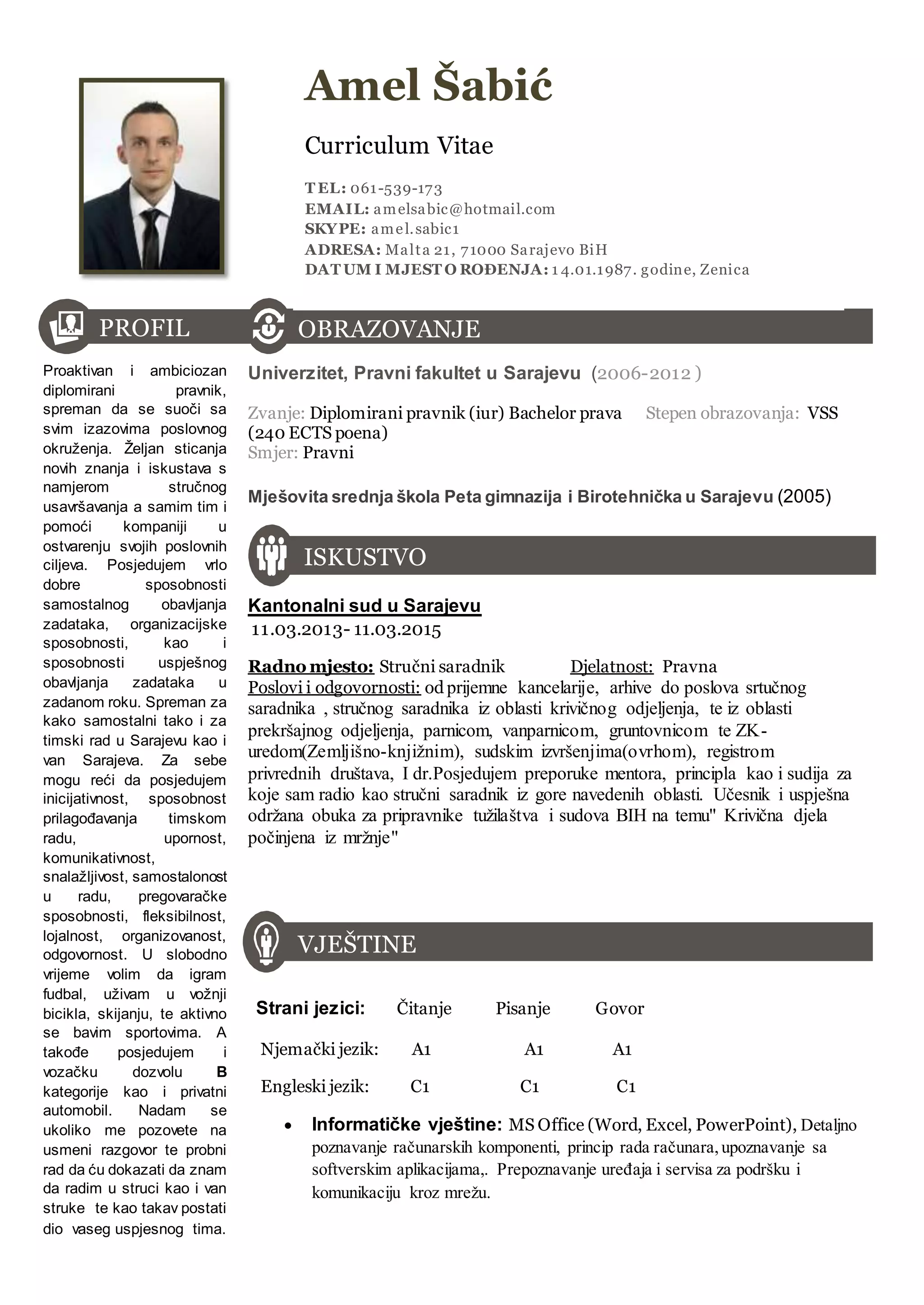 CV Amel Šabić - | DOCX