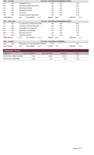 Sean Koski - College Transcript | PDF