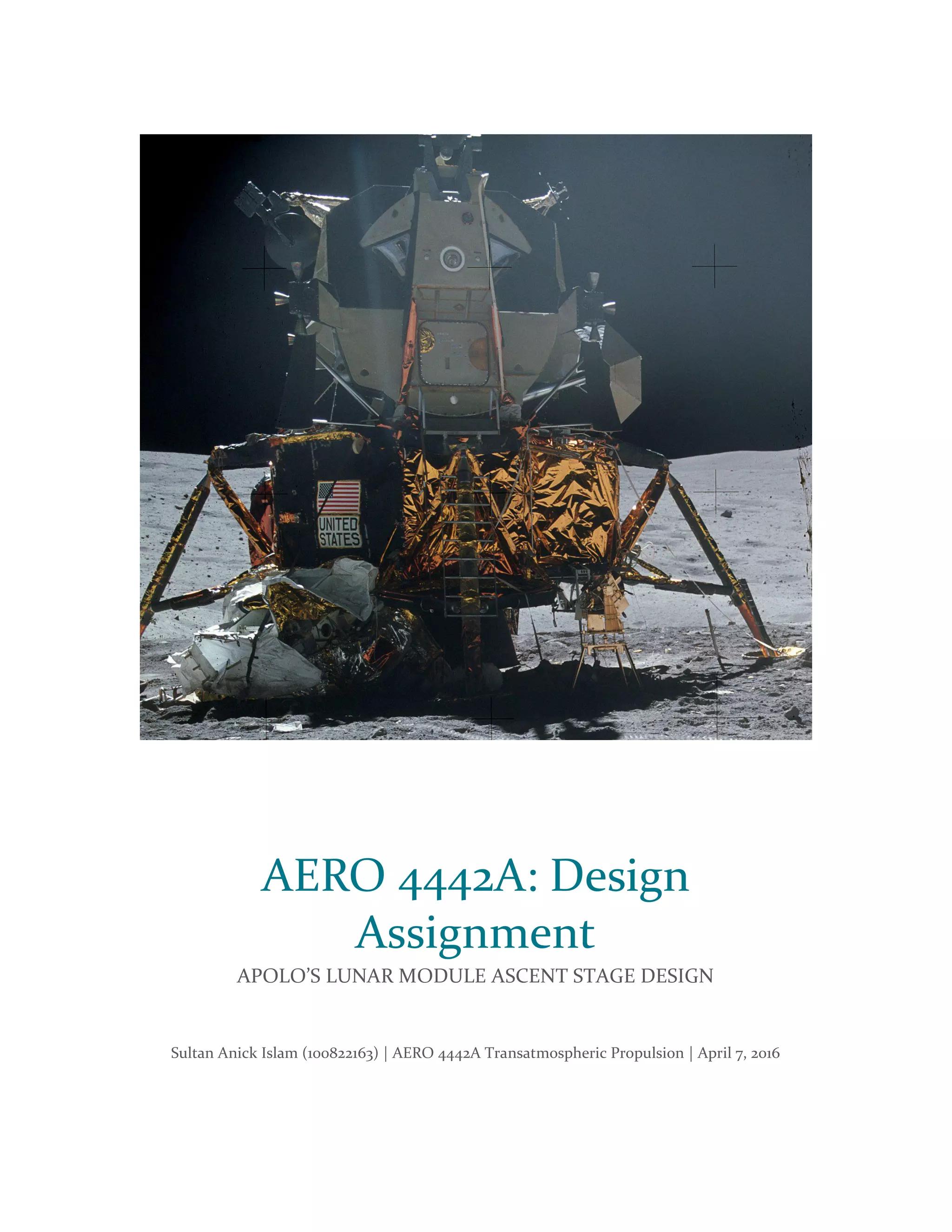 AERO4442 Lunar Ascent Module design assignment | PDF
