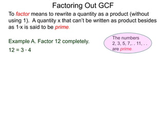 Gcf Factoring Examples