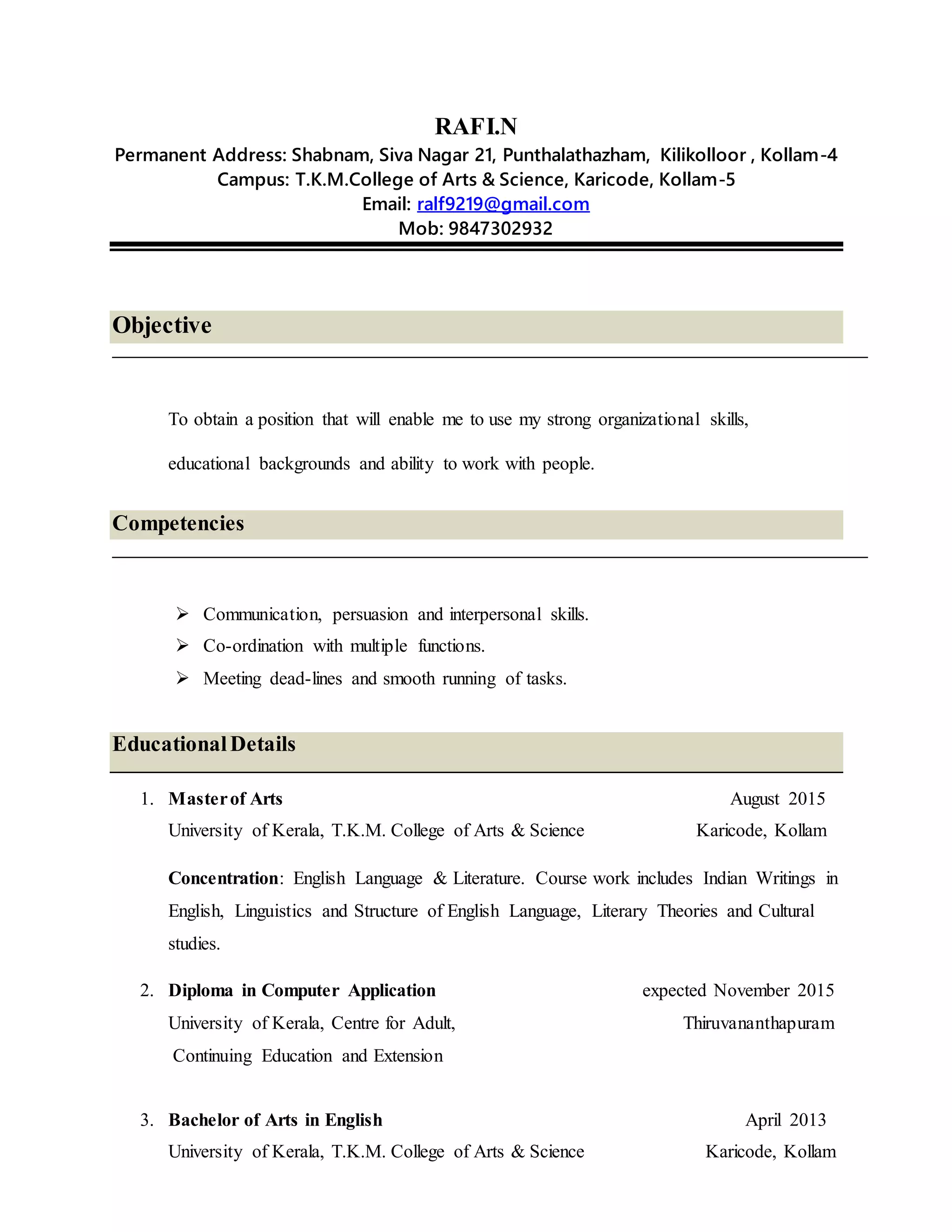 resume edited2 rafi | PDF