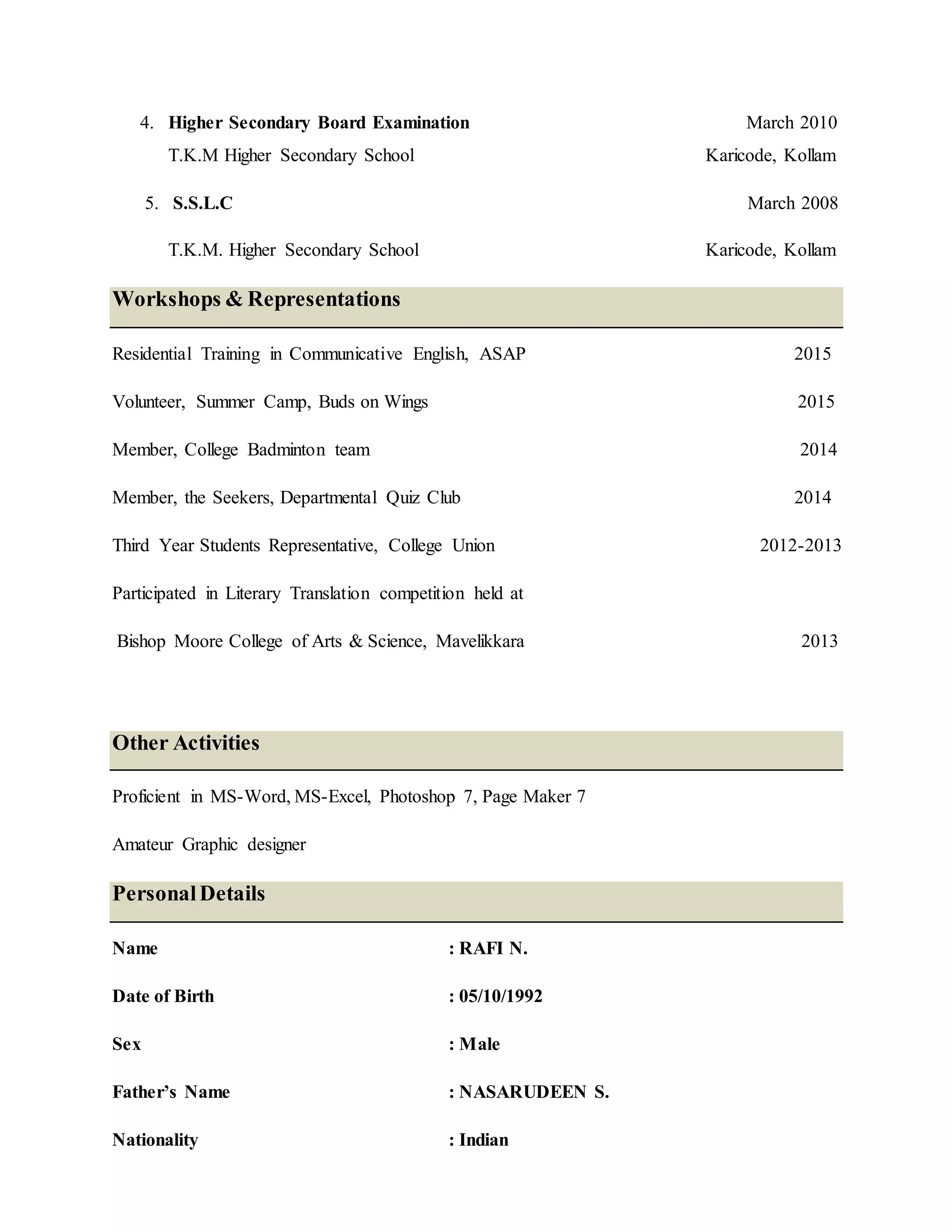 resume edited2 rafi | PDF