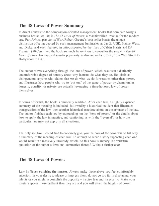 48 laws of power | DOCX | First Aid | Injuries