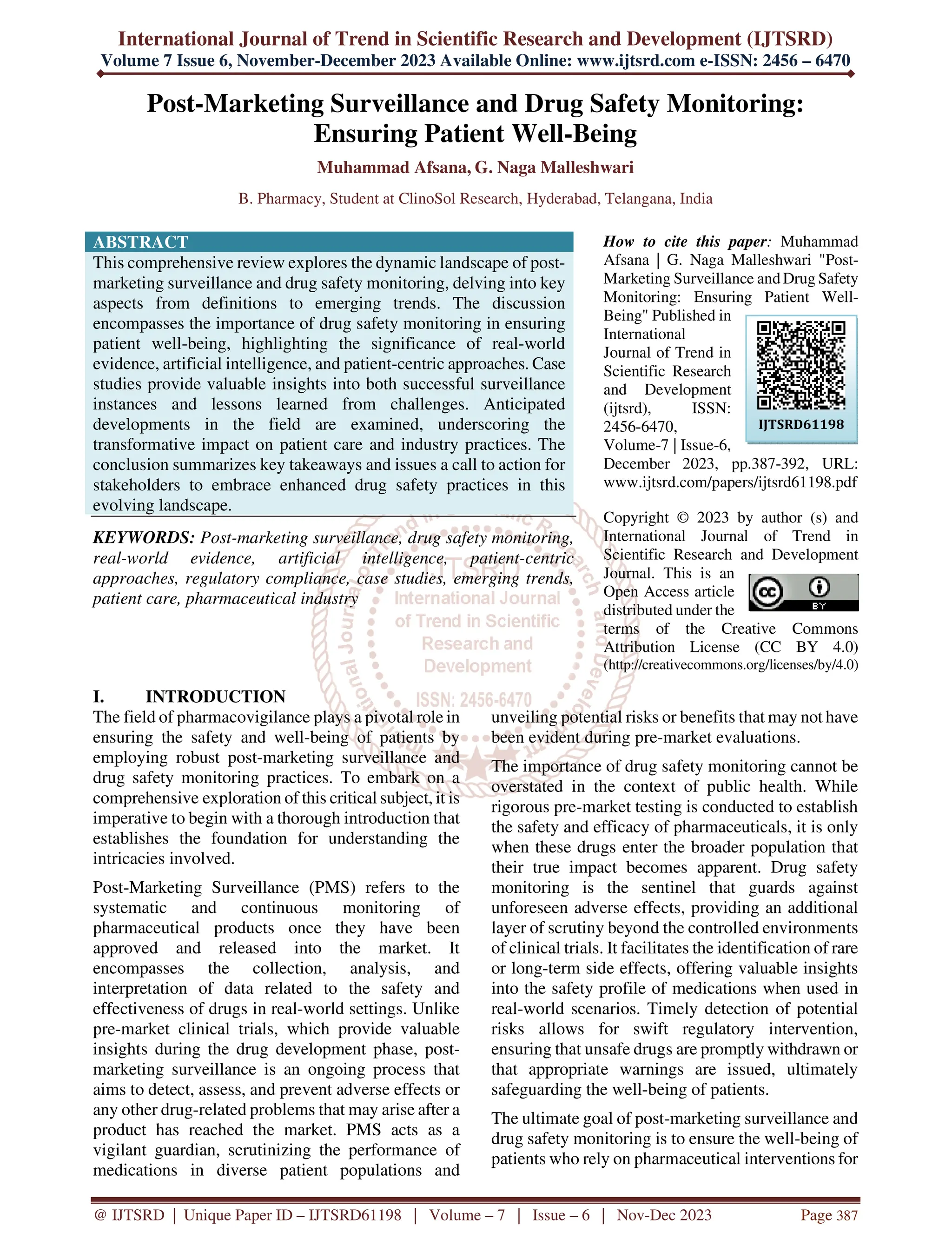 Post Marketing Surveillance and Drug Safety Monitoring Ensuring Patient ...