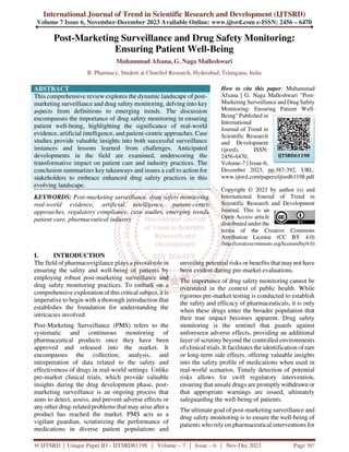 Post Marketing Surveillance and Drug Safety Monitoring Ensuring Patient ...