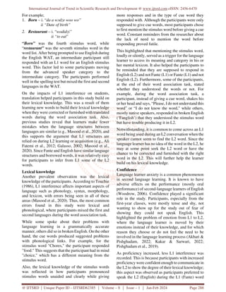 The Impact of L1 Interference on Second Language Learning A Case Study ...