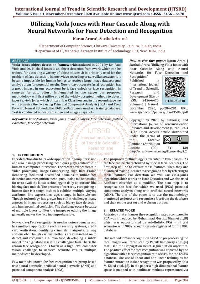 Utilizing Viola Jones with Haar Cascade Along with Neural Networks for Face Detection and ...