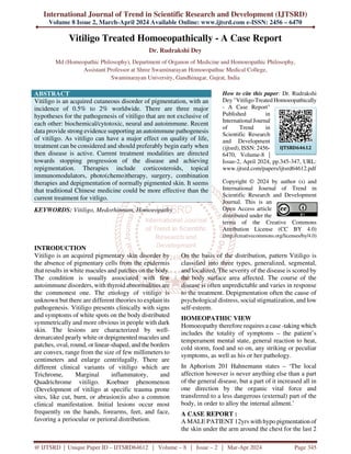 Vitiligo Treated Homoeopathically A Case Report | PDF