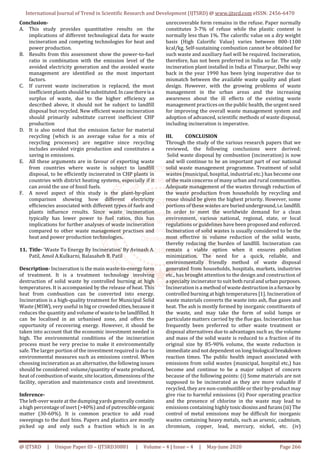 Waste Disposal through Portable Incinerator | PDF