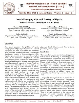 Youth Unemployment and Poverty in Nigeria: Effective Social Protection ...