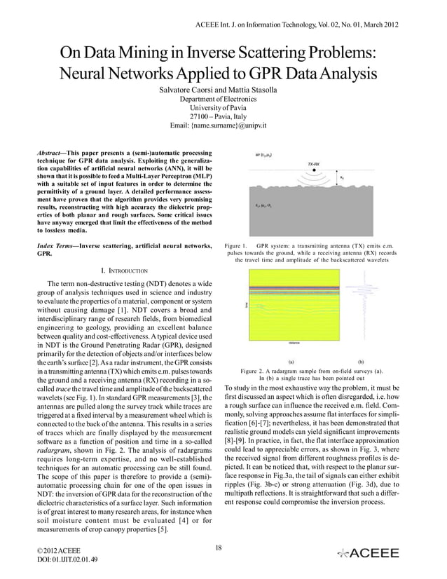 On Data Mining in Inverse Scattering Problems: Neural Networks Applied to GPR Data Analysis ...