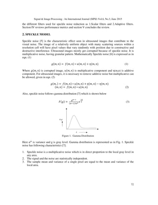 A STUDY OF SPECKLE NOISE REDUCTION FILTERS | PDF