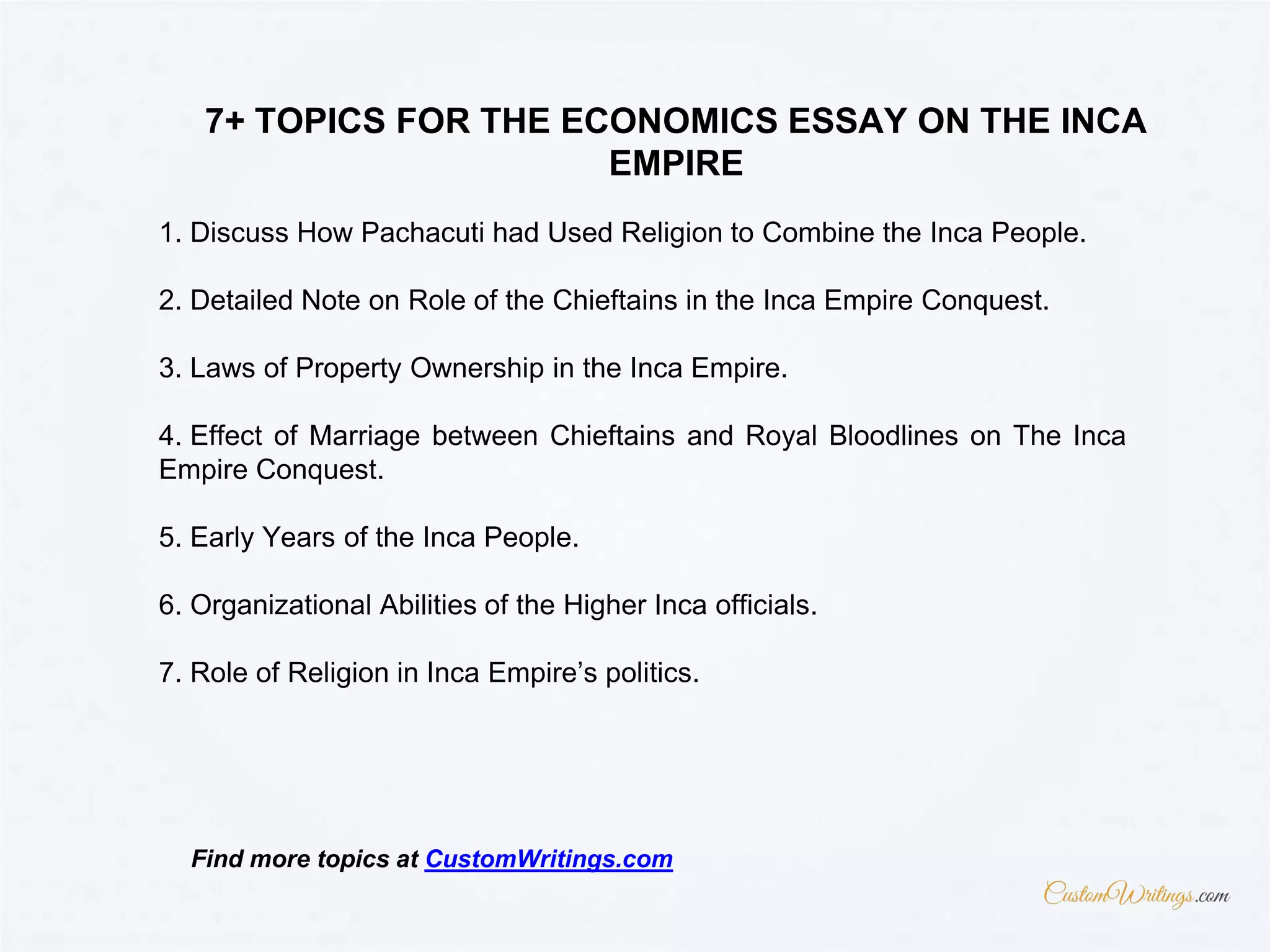COMPLETE GUIDE ON WRITING AN ECONOMICS ESSAY ON THE INCA EMPIRE | PPT