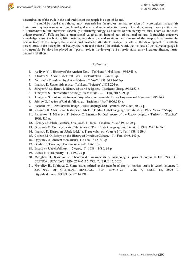 Positive and negative features of mythological images in the epics “Beowulf” and “Alpomish” | PDF