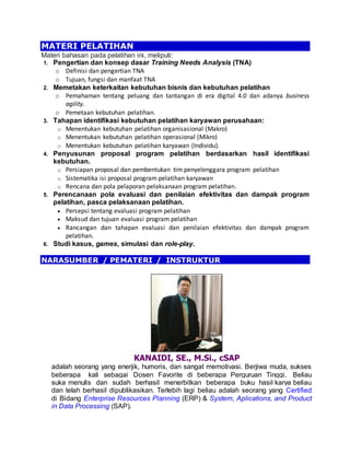 (2021) Silabus Pelatihan "Effective TRAINING NEEDS ANALYSIS (TNA)" di Era Digital 4.0 dan ...