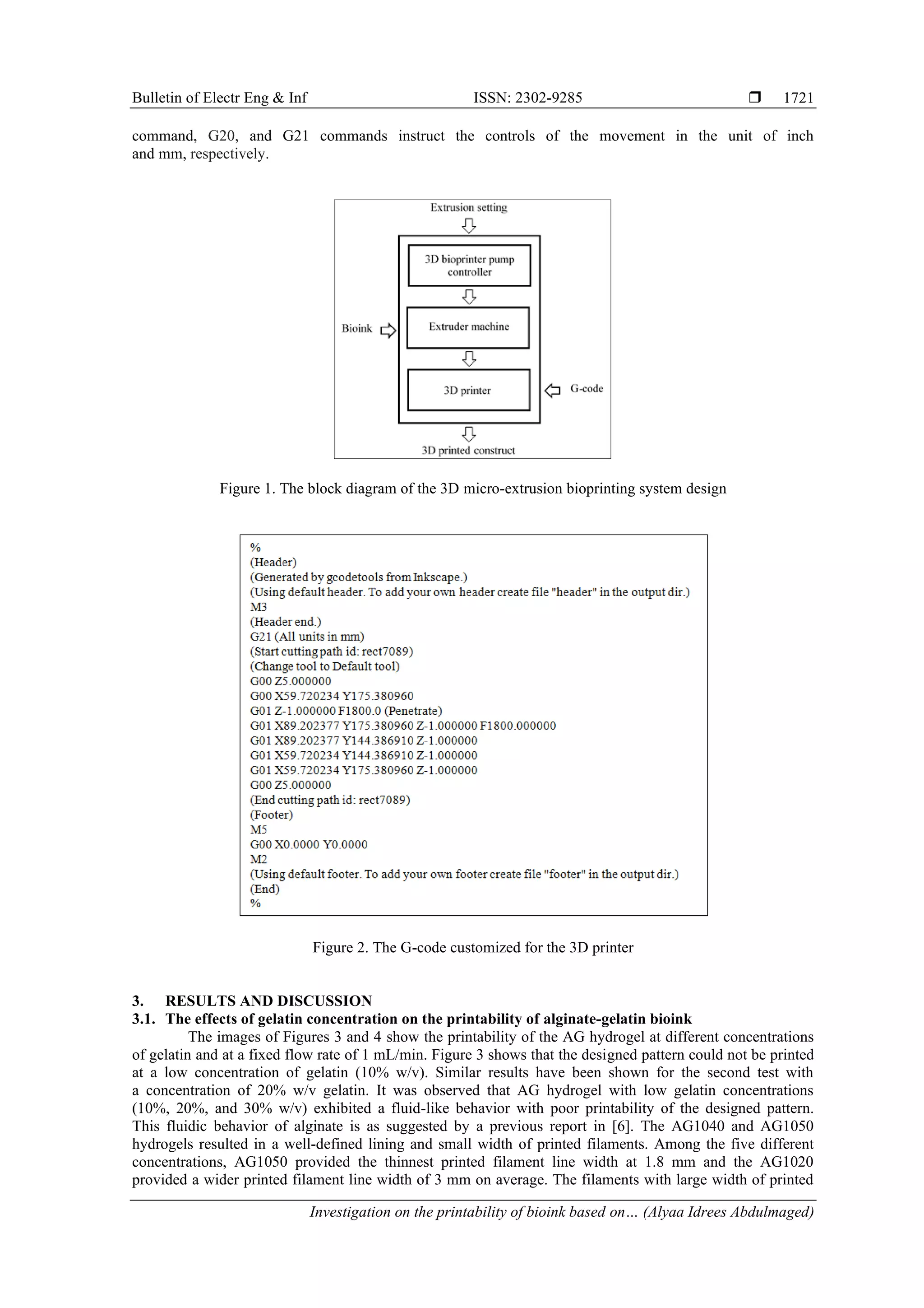 Investigation on the printability of bioink based on alginate-gelatin ...