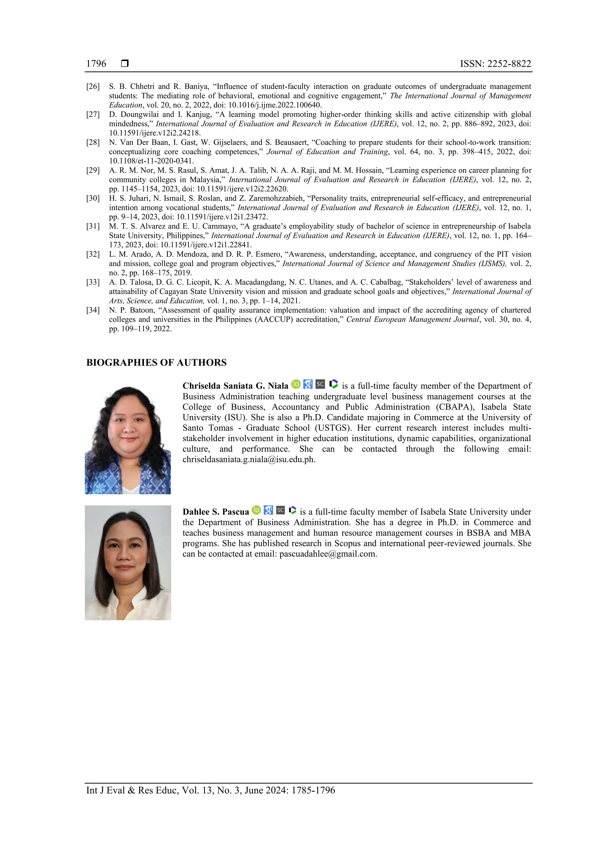 Awareness, acceptability, congruency, and attainability of an academic institution’s vision ...