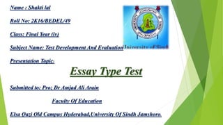Essay Type Test | PPTX